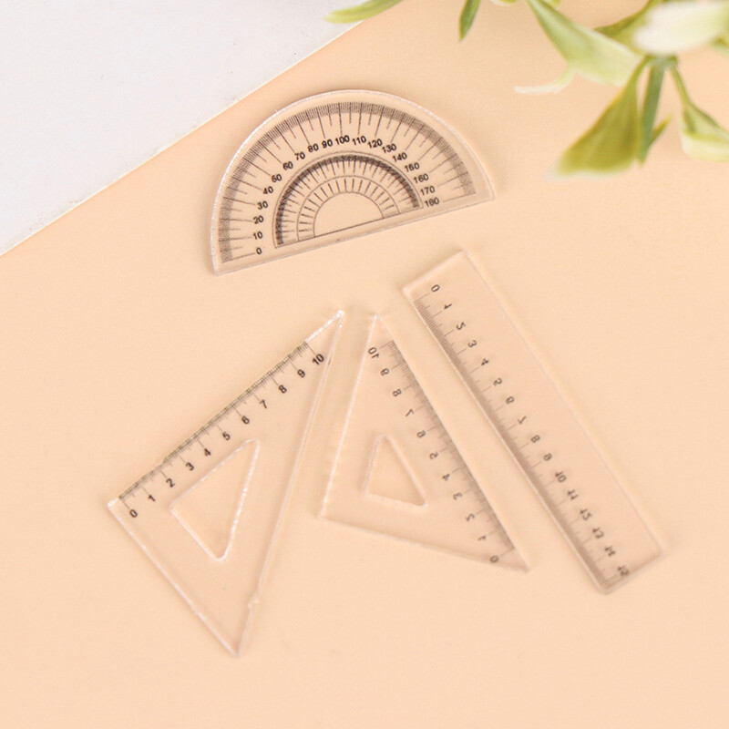 4Pcs 1:12 Dollhouse Miniature Ruler Set Learning Drawing Simulation ...