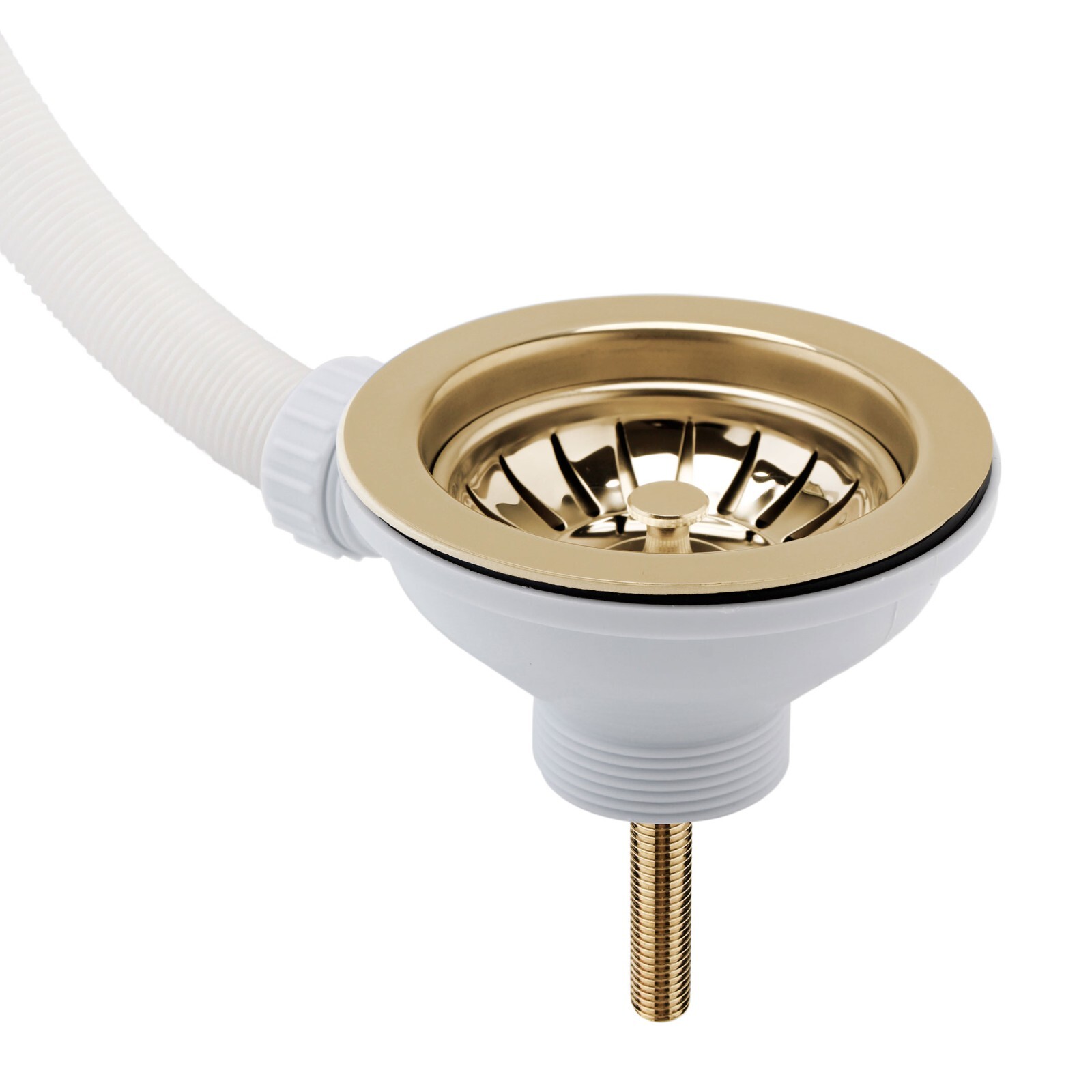 Nuie Kitchen Sink Pull Out Waste with 90mm Strainer & Overflow Brushed ...