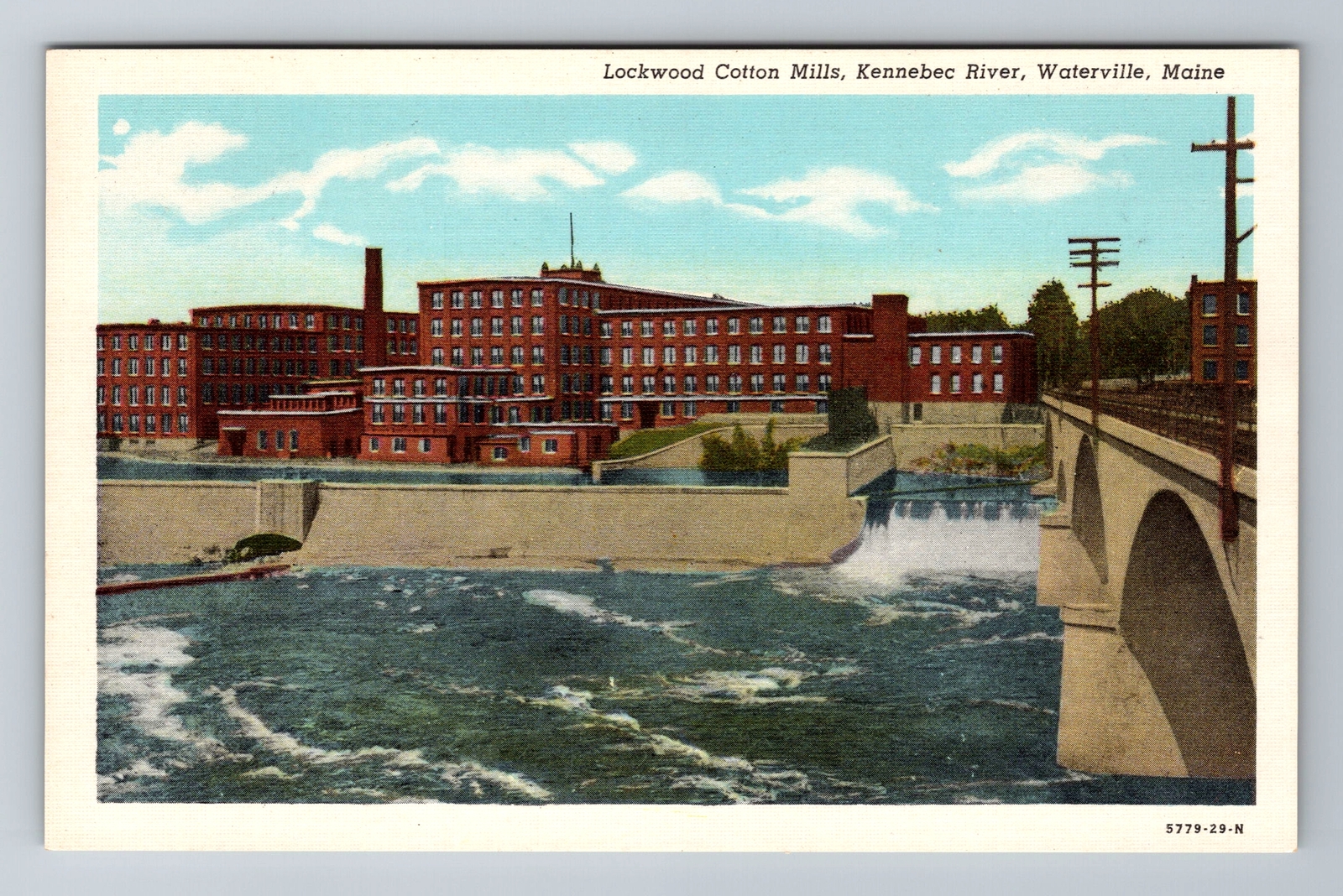 Waterville ME-Maine, Lockwood Cottan Mills, Kennebec River, Vintage ...