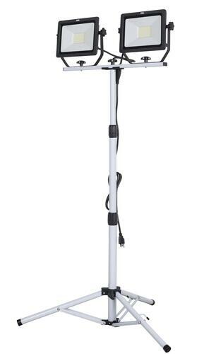 Heavy Duty 10000 Lumen LED Tripod Work Light Twin Head Portable Jobsite ...