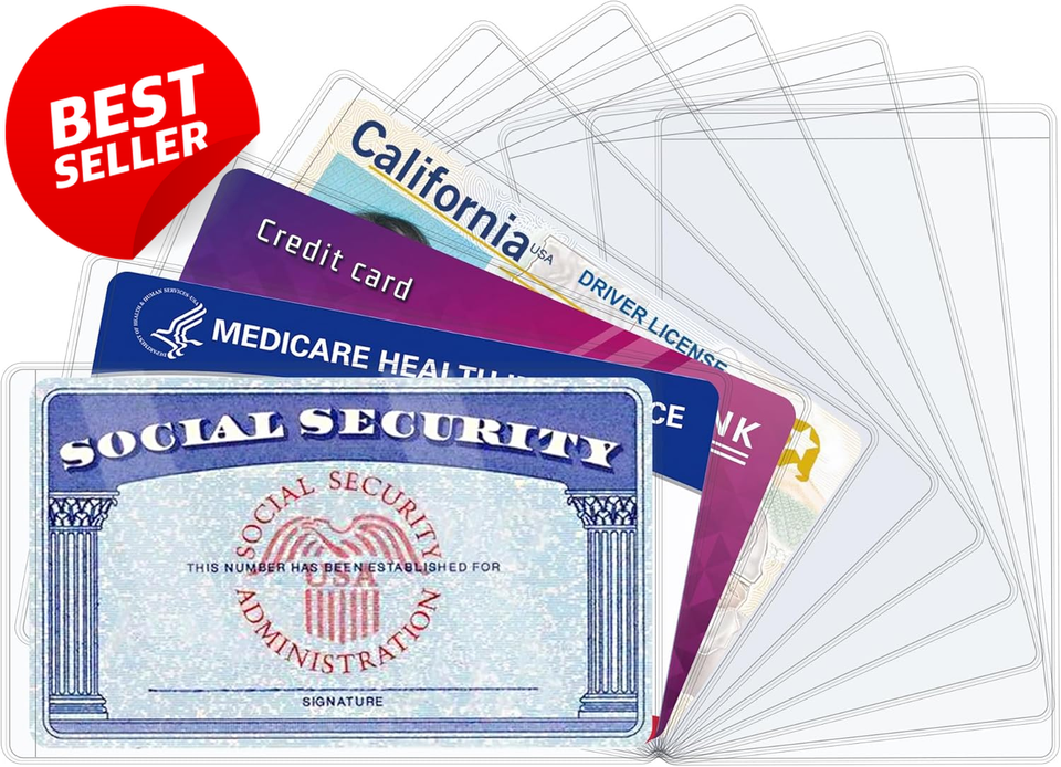 10pc Clear Card Protector Sleeves Soft Waterproof ID Credit SSN ...