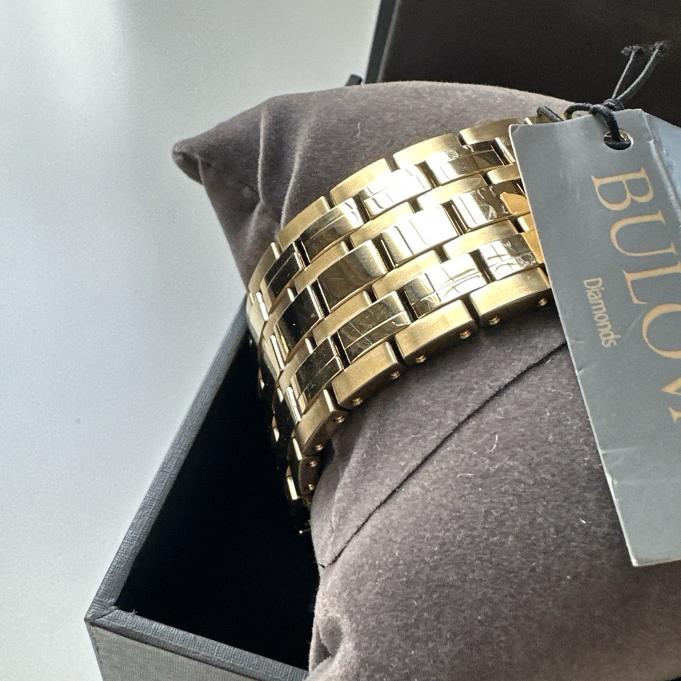 Bulova Men's Quadra Modern Quartz Gold Gemmed Stainless Steel Watch 30 ...