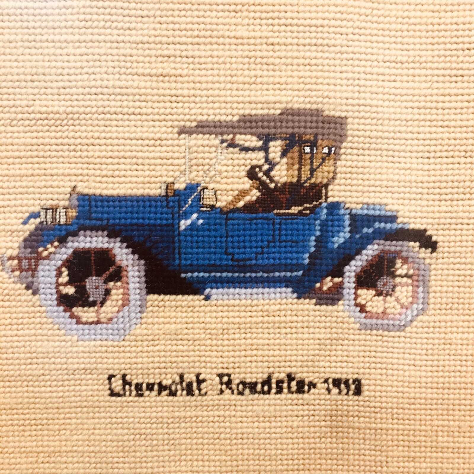 Paragon Chevrolet Roadster 1913 Antique Car Blue Completed Needlepoint ...