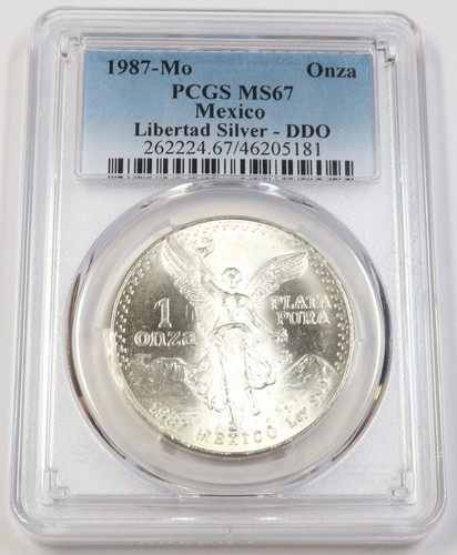 1987 Mo PCGS MS67 MEXICO - 1 oz Silver Libertad - DDO - Un Onza Coin ...
