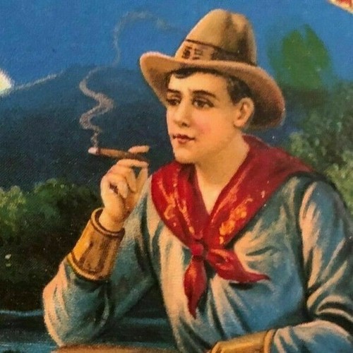 Vintage Cigar Box Label "Round Up" Lonesome Moonlight Campfire Scene | eBay