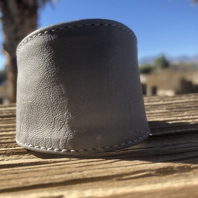 Light Gray Leather Wide Cuff Bracelet | eBay