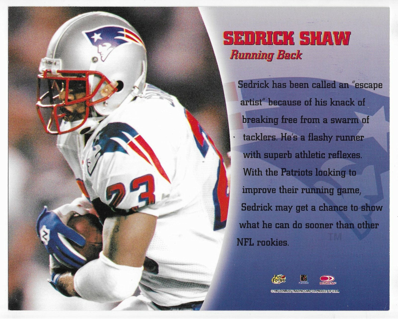 Sedrick Shaw 1997 LEAF SIGNATURE SERIES 8X10 PHOTO AUTOGRAPH CARD ...