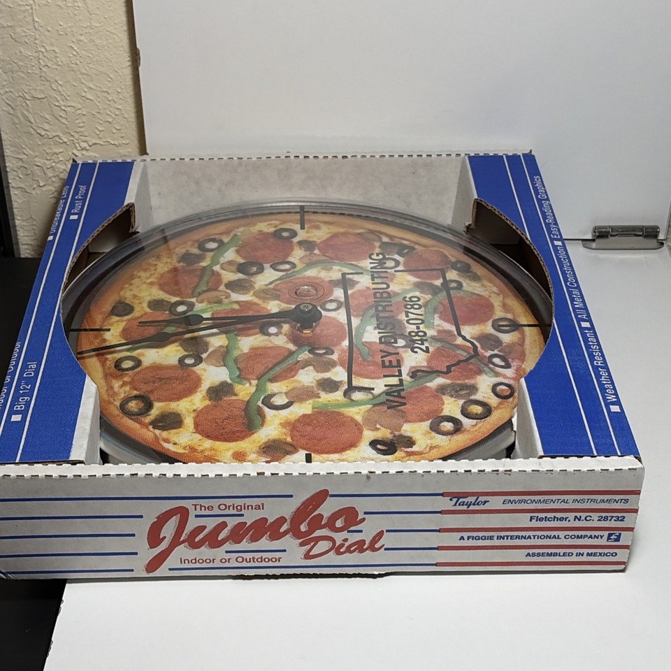 EXTREMELY RARE Vintage NOS Original Jumbo Dial Pizza Clock Thermometer ...