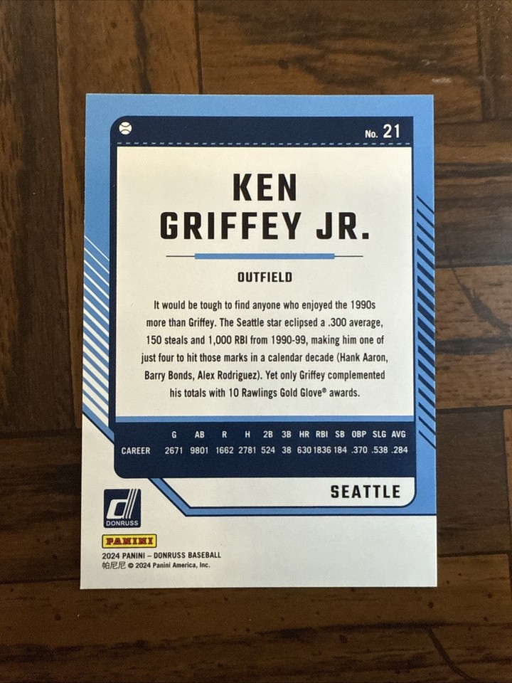 2024 Ken Griffey Jr. Panini Donruss #21 Seattle Mariners Card! | eBay