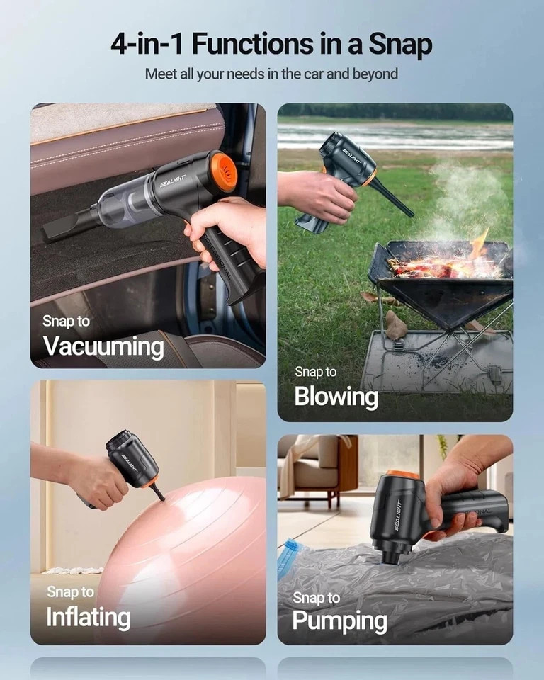 SEALIGHT Mini Car Vacuum Wireless, High Power Suction and Air Duster, Lightweigh | eBay