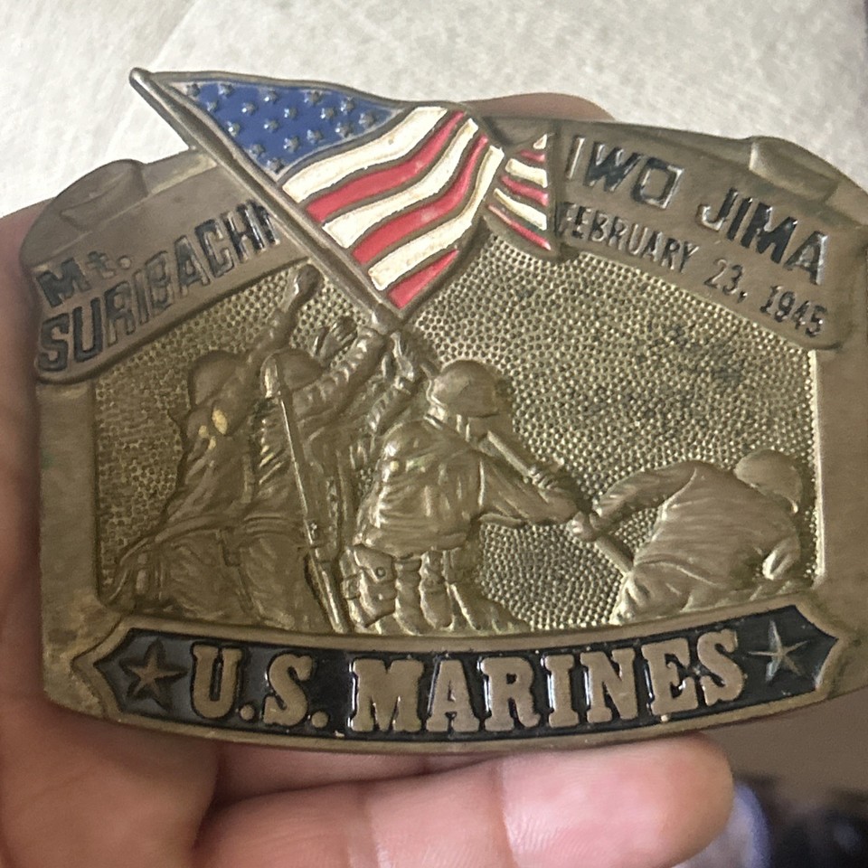 Lot Of 9 VTG Belt Buckles Western USMC Ford Eagle Statue Liberty Brass ...