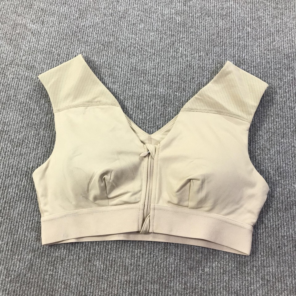 Tommie Copper Shoulder Support Bra Womens Medium Beige Front Zip ...
