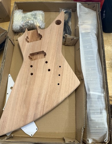 Full Set Kits Unfinished Explorer Electric Guitar DIY Mahogany Body 6 ...