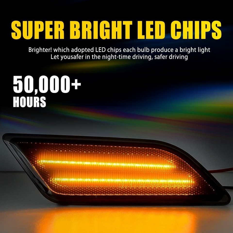 4 LED Side Marker Lights Bumper Amber For Mercedes Benz C250 C300 C350 ...