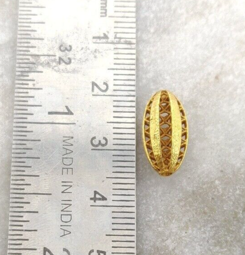 Unique 18k Gold Rugby Ball Bead Charm 15x8 mm Jewelry Making Spacer ...