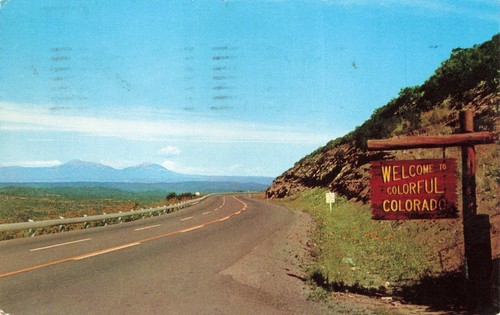 Postcard CO Boulder "Welcome Colorful Colorado” State Highway Roadside ...