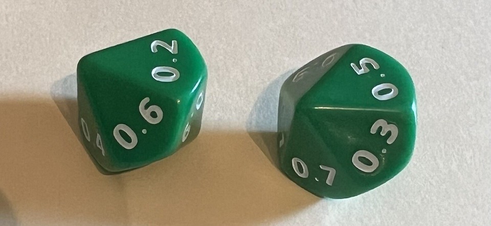 8 Decimal Dice , Ones, Tenths, Hundredths, Thousandths, Large Color ...