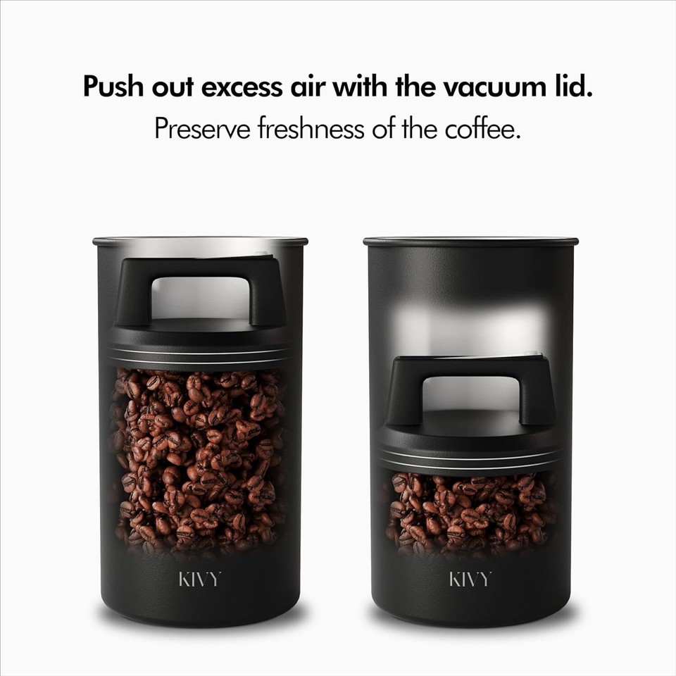 KIVY Vacuum Coffee Canister - Push Out Excess Air Preserve Black | eBay