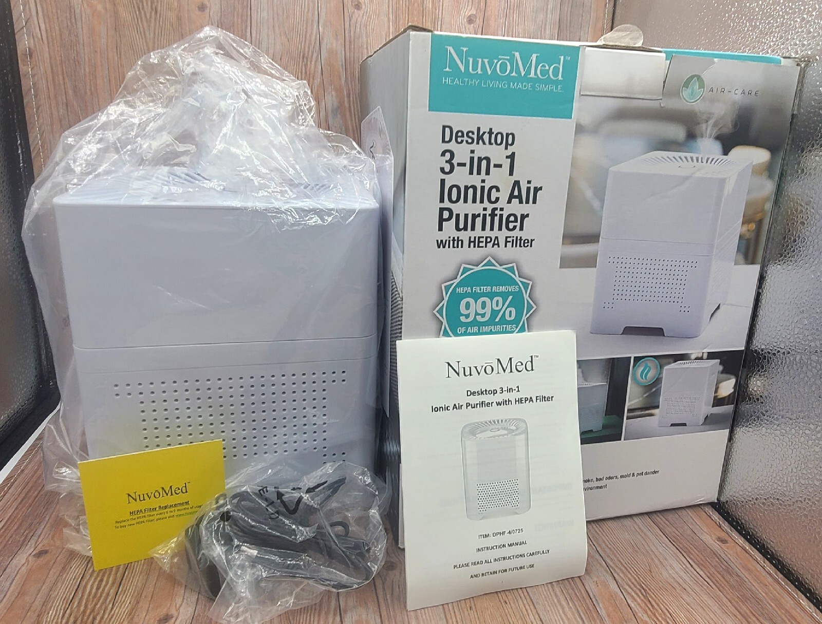 NUVOMED - 3-In-1 Lonic Air Purifier w/ HEPA Filter Removes 99% Of Air ...