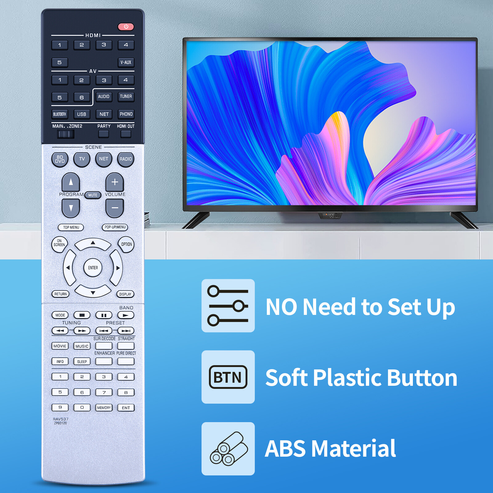 RAV537 Remote Control For Yamaha Receiver RX-A760 RX-V681 RX-V781 TSR ...