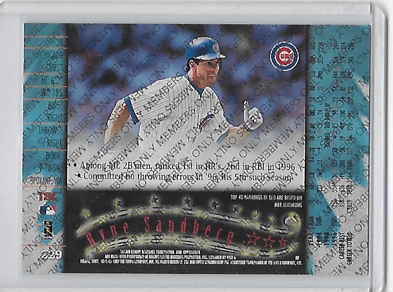 RARE 1997 Stadium Club Members Only #339 RYNE SANDBERG CHICAGO CUBS | eBay