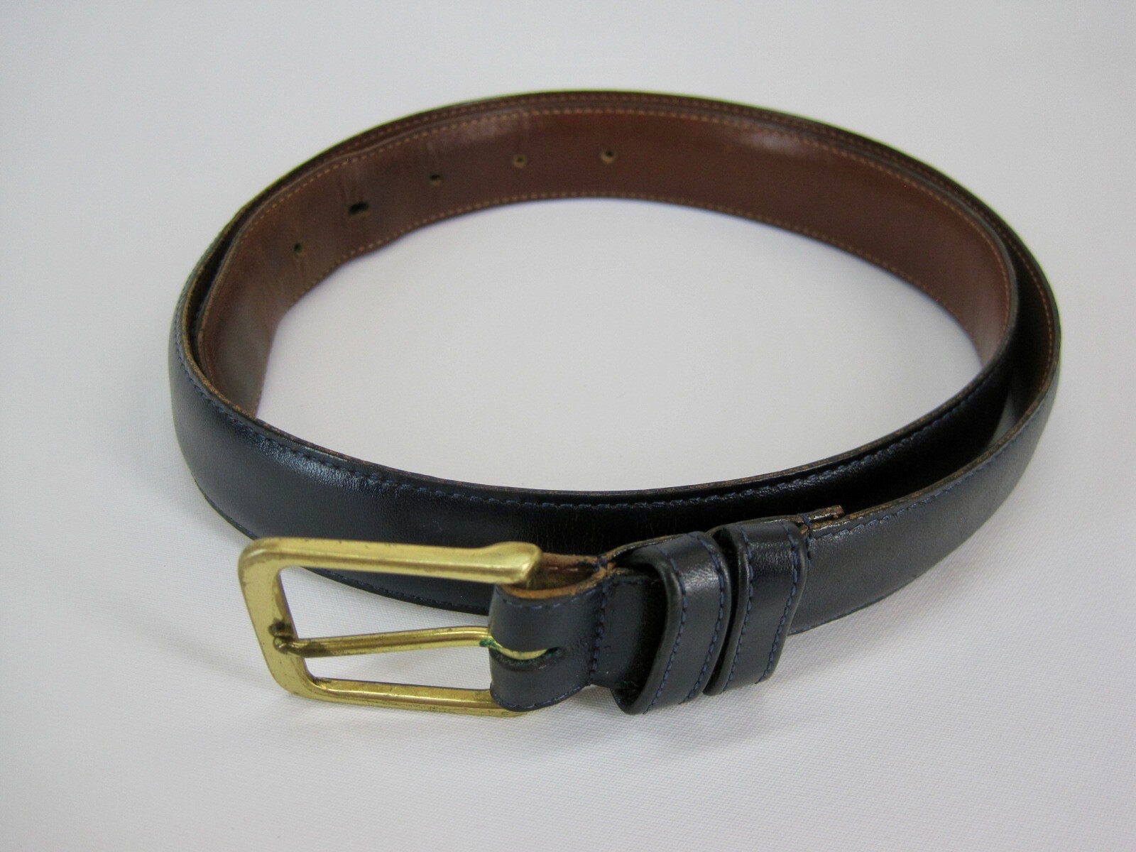 Coach Navy Blue Leather Solid Brass Buckle Buckle Men… - Gem