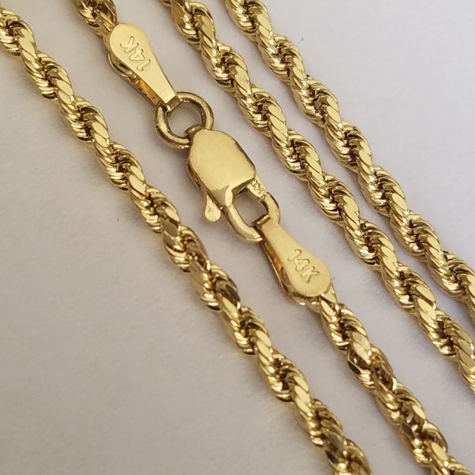 14k yellow gold rope chain 24 inches long 2 mm wide | eBay