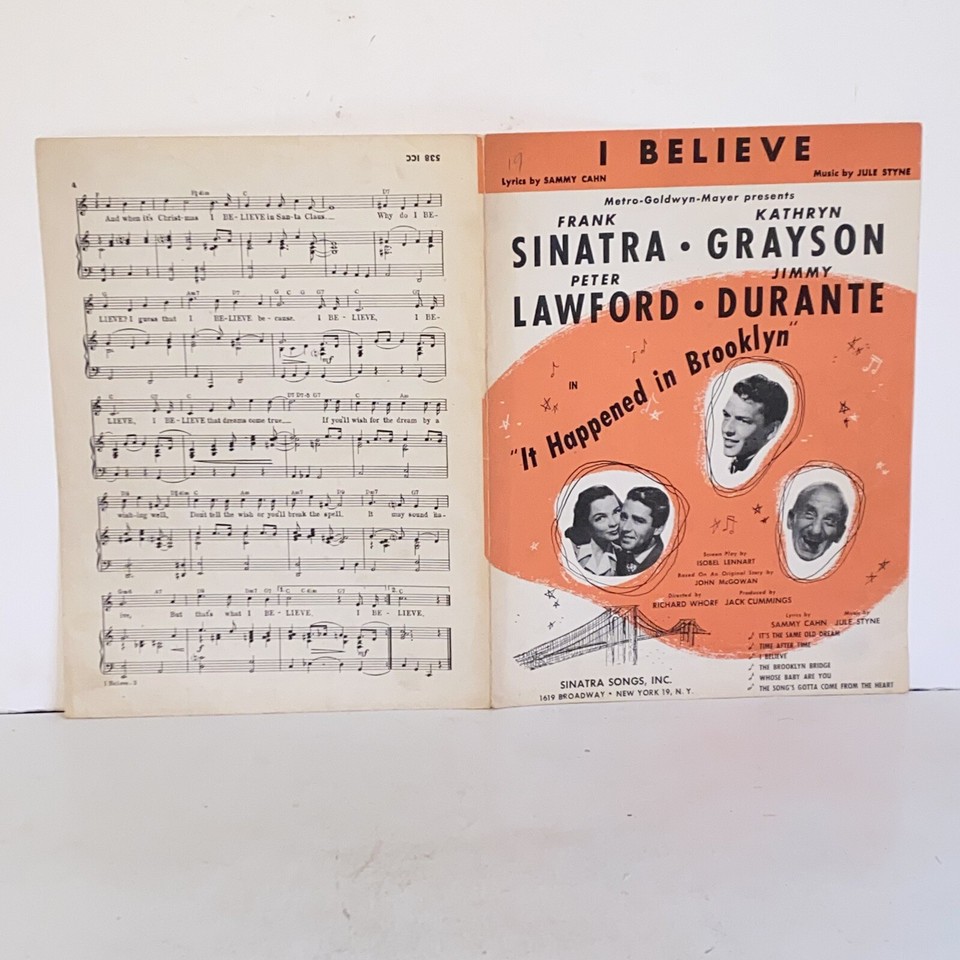 Vintage 1947 I Believe Sheet Music Kathryn Grayson Frank Sinatra | eBay UK