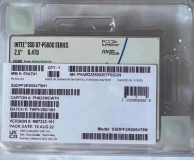 New Intel P5600 6.4TB 2.5" U.2 NVME SSD SSDPF2KE064T9N1 Solid State ...