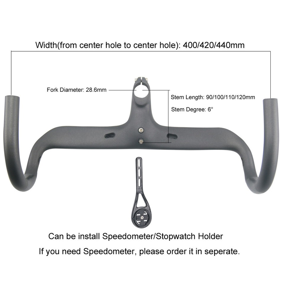 Road Bicycle Handlebars Integrated Stem 1-1/8" Drop Handle Bars Carbon ...