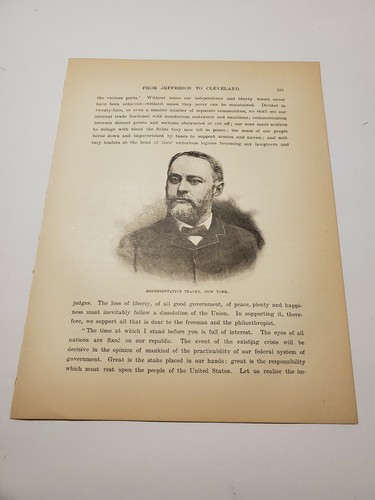 Portrait of New York Representative Charles Tracey c. 1892 engraving | eBay