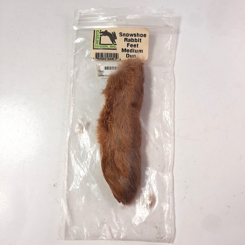 Hareline Dubbin Medium Dun Snowshoe Rabbit Foot Fly Tying Materials D ...