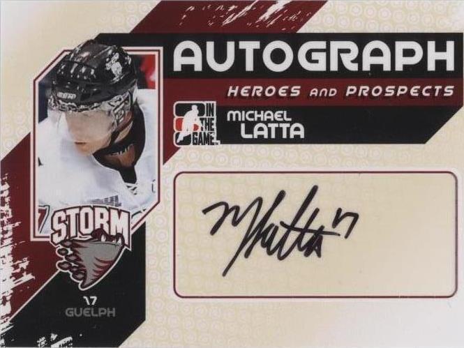 2010-11 In the Game Heroes and Prospects - Autographs Michael Latta #A ...