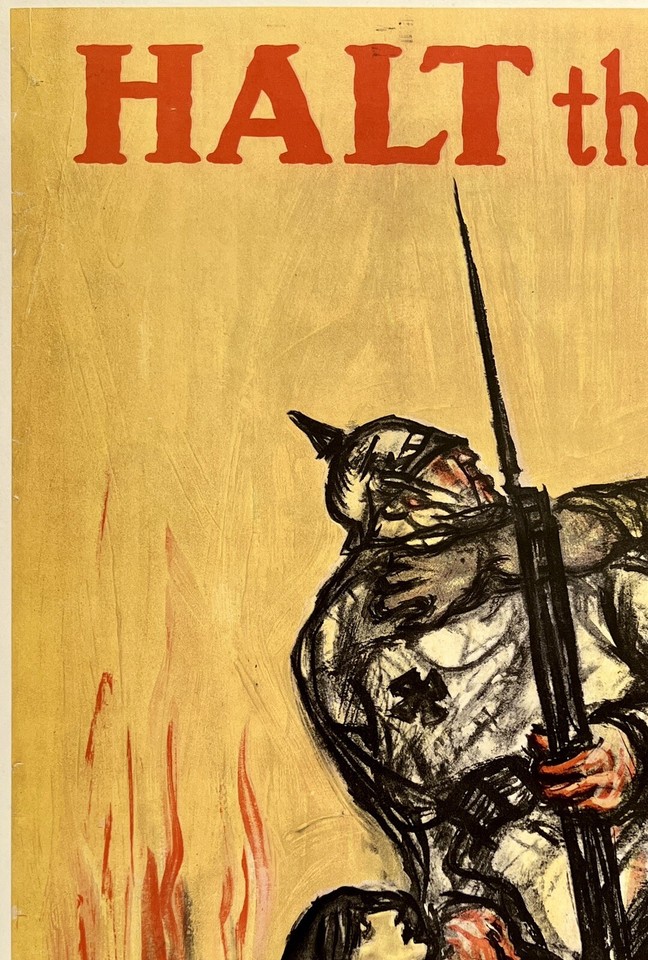 Original Vintage Poster HALT THE HUN Propaganda War WWI USA Liberty ...