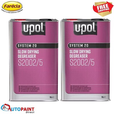 2x U-POL SYSTEM 20 SLOW DRYING DEGREASER S2002/5 PANEL WIPE 5 LITRE ...
