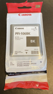 Canon PFI-106BK BLACK Ink FOR iPF 6300, 6350, 6400, 6450 Genuine - 07/ ...
