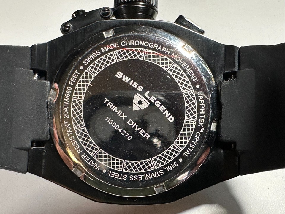 Men's Swiss Legend Trimix Diver Chronograph Lume Hands Watch New, See ...