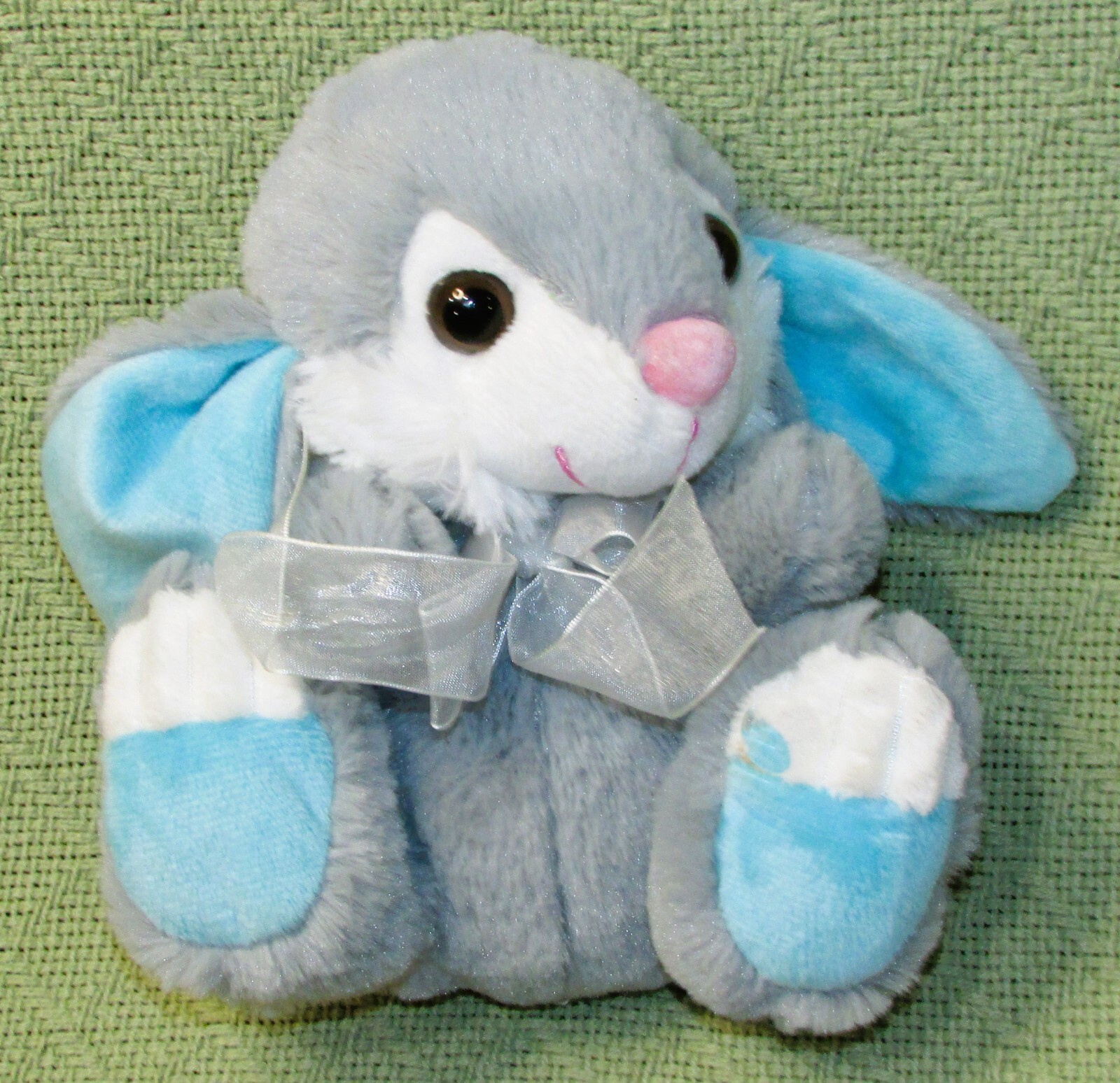 WALMART RABBIT PLUSH LOT OF 3 EASTER BUNNY BLUE PINK GRAY 8" STUFFED ...