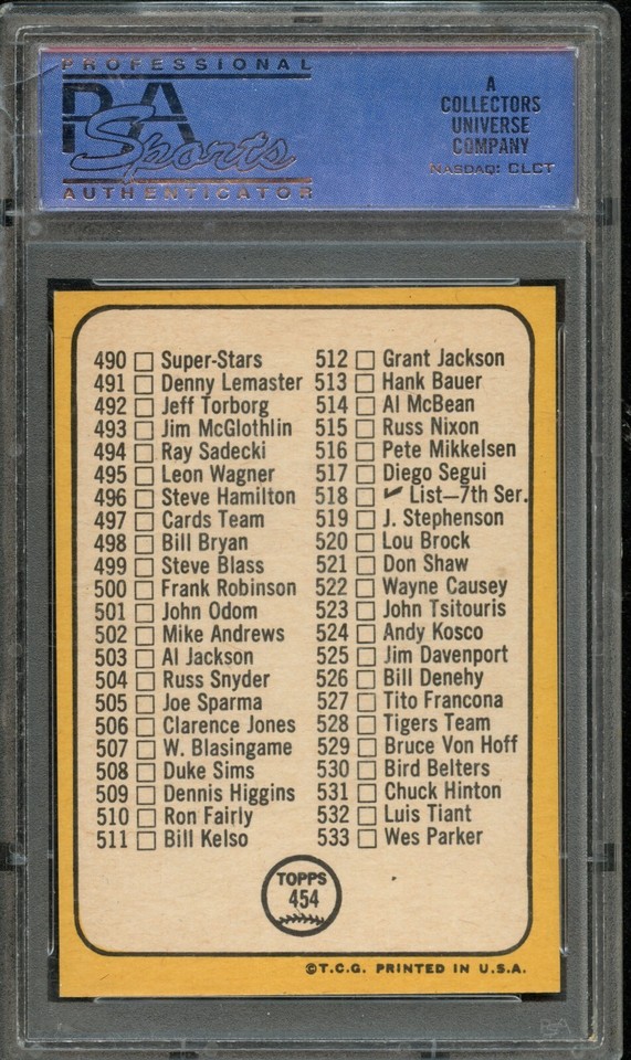 BB - 1968 - Topps - #454 - Checklist 458-533 - PSA 9 - MINT | eBay