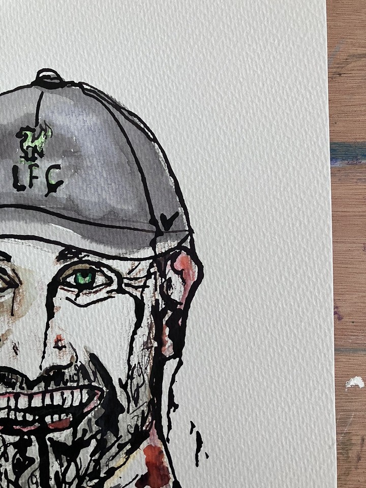 JURGEN KLOPP ORIGINAL WATERCOLOUR PAINTING LFC MODERN ART YNWA SIZE 11 ...