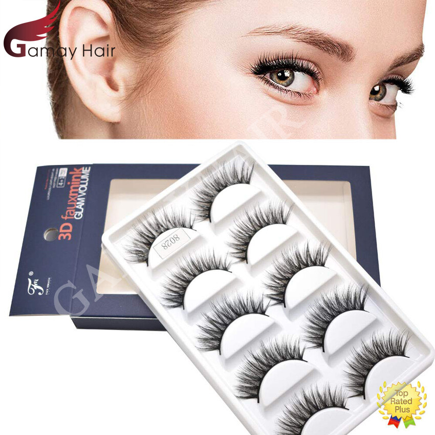 5 Pairs 3D Faux Mink Eyelashes Natural Thick Long Fluffy Makeup False ...