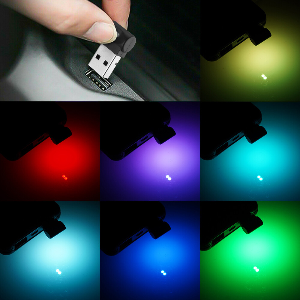 1/2/5 Mini LED USB Car Light Interior Mood Neon Atmosphere Ambient Lamp ...