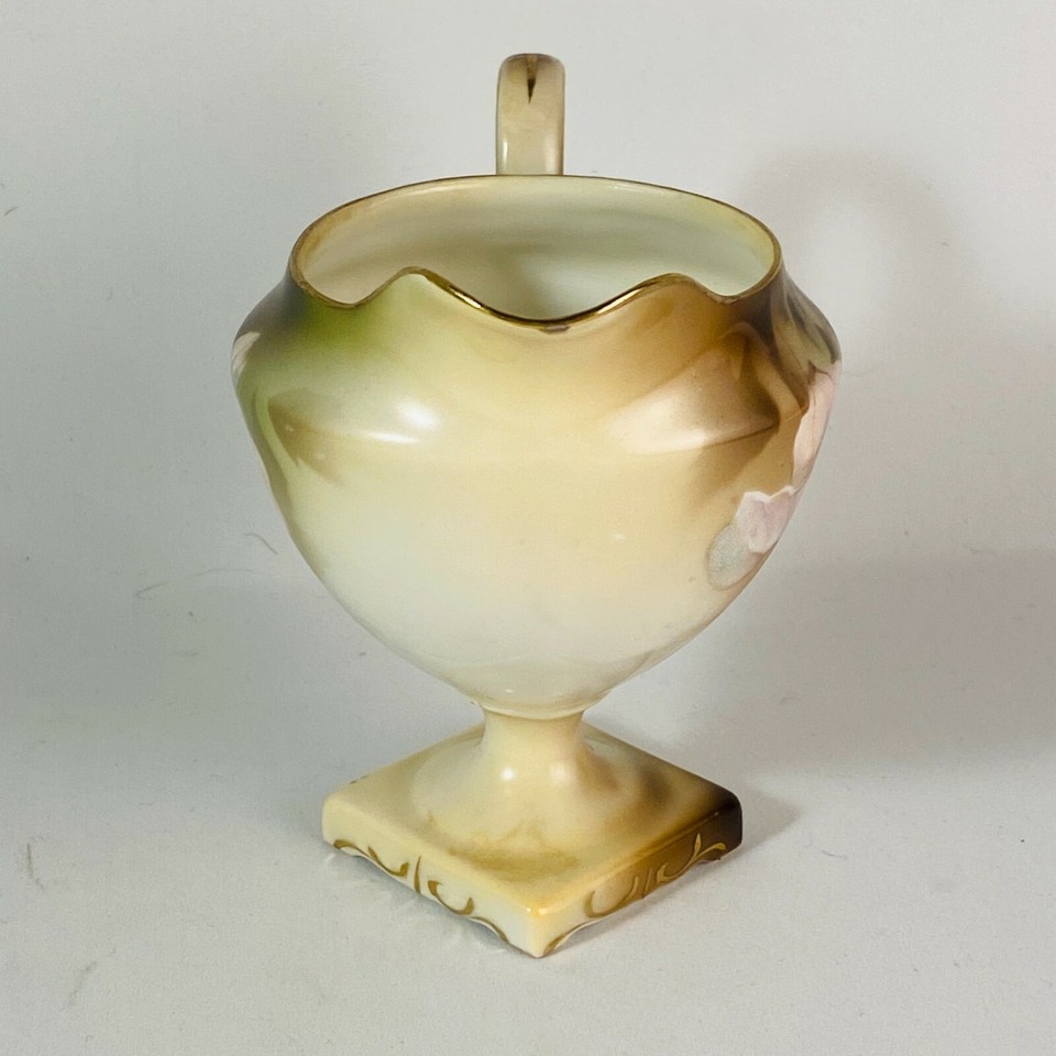 R S Prussia Rose Pedestal Creamer Square Base Gold Trim Wreath Mark As ...