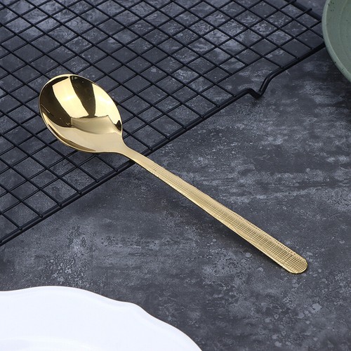 Gold Korean Stainless Steel Spoon Creative Long Handle Hotel Hot Pot ...