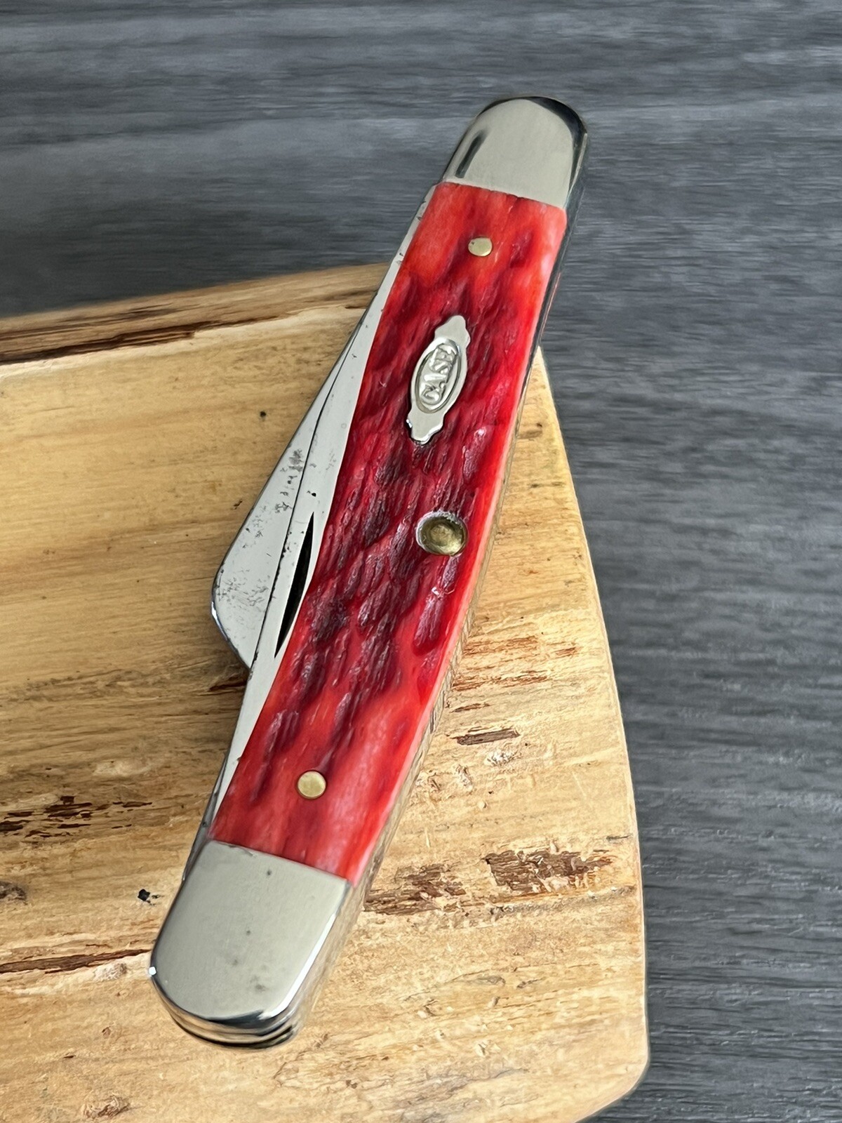 CASE XX 6318 CV MEDIUM STOCKMAN FOLDING POCKET KNIFE JIGGED OLD RED ...