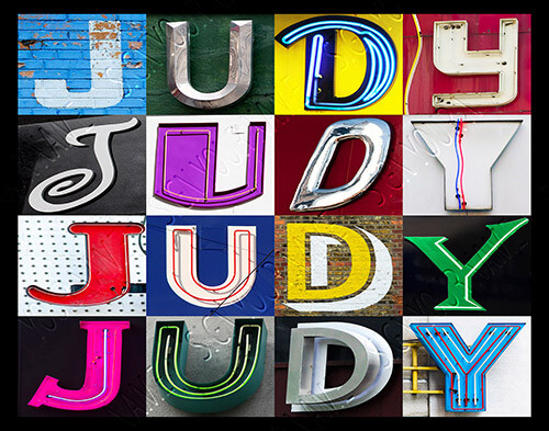 JUDY Name Poster featuring photos of actual sign letters | eBay