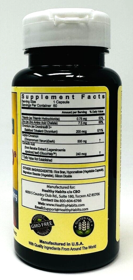 Healthy Habits Striction D 60 Capsules, Blood Sugar Support/Control ...