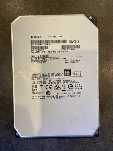 HGST HUH728080AL5204 8TB 3.5 12gbps SAS 7200 RPM" Hard Drive 0F23657 | eBay