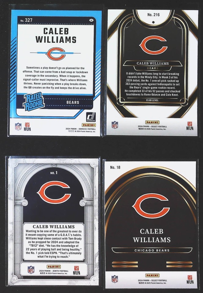 Caleb Williams RC Football Card Lot (4 Cards), Chicago Bears (1), No ...