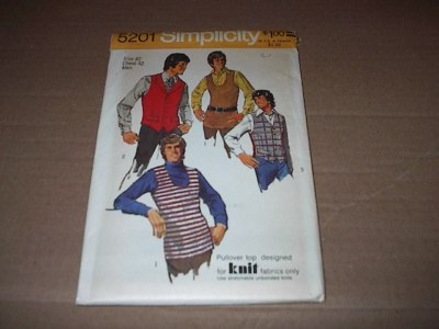 Simplicity Pattern 5201 Men's Vests and Pullover Tank Top ~ Retro Look ...